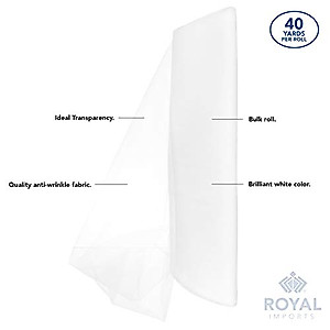 54” Fabric Tulle Bolt for Wedding Party Decoration Bridal Shower - Tutu Roll, Netting Spool Ribbon Wrapping, White, 40 YDS