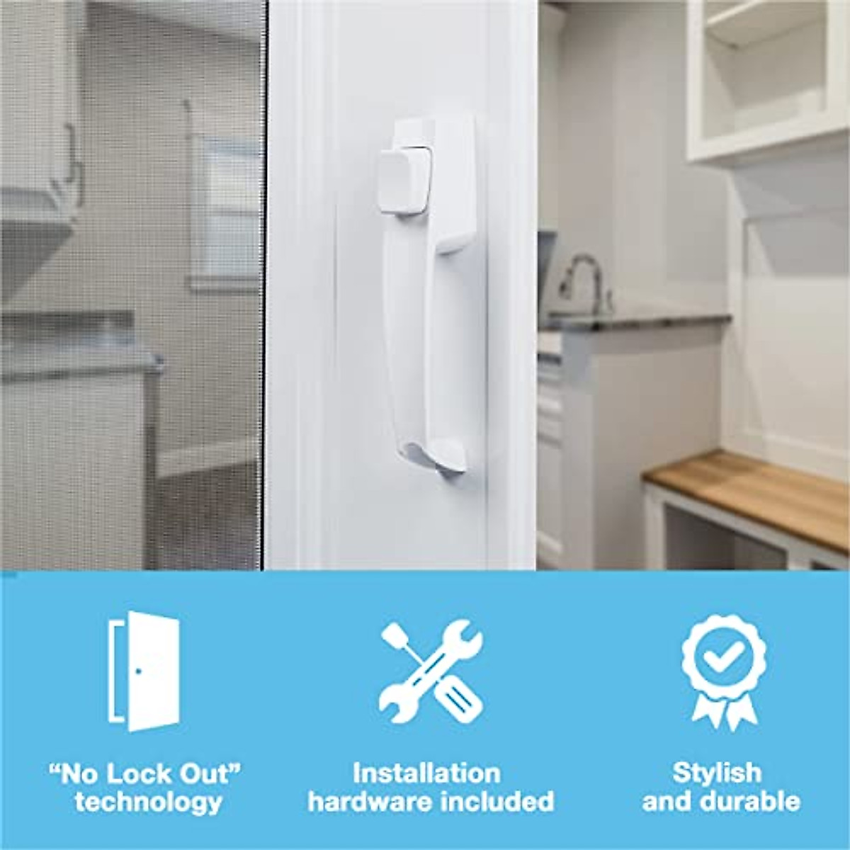 Wright Products - Tie Down Push Button Door Latch for Screen and Storm Doors, White