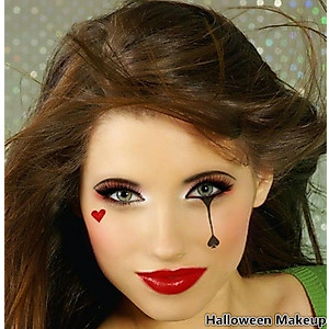 Go Ho 2 PCS Waterproof Liquid Eyeliner Stamps,Double-side Black&Red Smudge-proof Eye Liner,Heart Stamp Eyeliner for Harley Costume Makeup,Long-lasting Love Tattoo Tools for Valentines Day