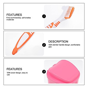 Healeved 1 Set False Toothbrush Set Container Denture Holder Denture Brush Toothbrush Denture Case False Teeth Cleaner Dentaduras Postizas Para Hombre Man Suit Travel Abs Storage Box Male