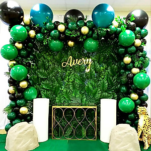 RUBFAC Dark Green Balloons Different Sizes 105pcs 5/10/12/18 Inch Green Balloon Garland Kit for Wedding Baby Shower Birthday Party Supplies Bridal Shower Decorations