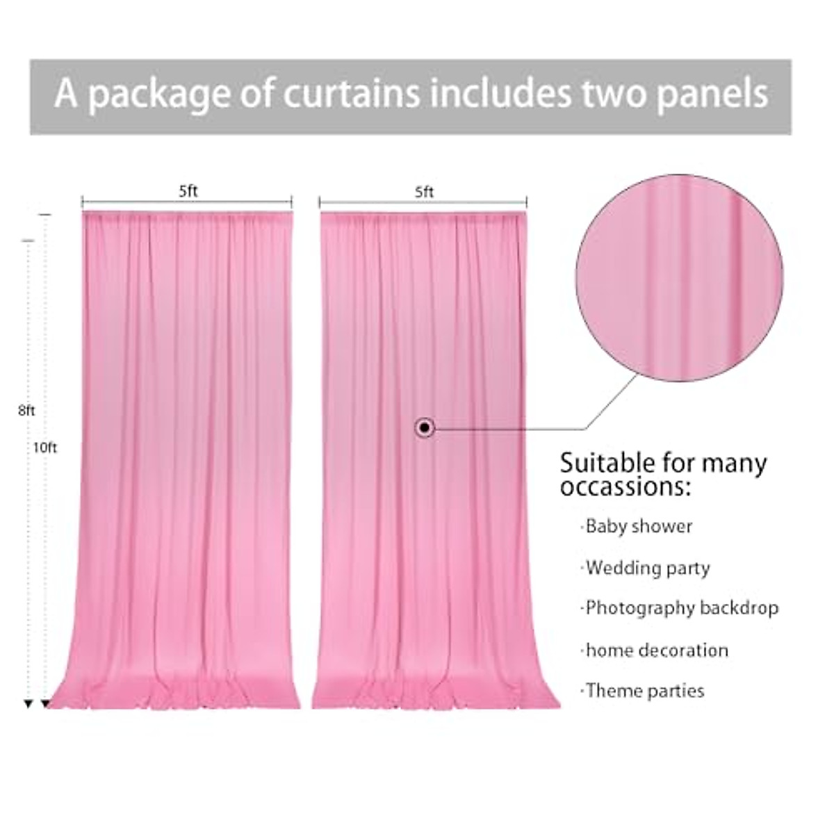 Mohoeey 10 ft x 10 ft Blush Backdrop Curtains Panels, Wrinkle Free Polyester Photography Backdrop Drapes,Wedding Party Home Decoration Supplies