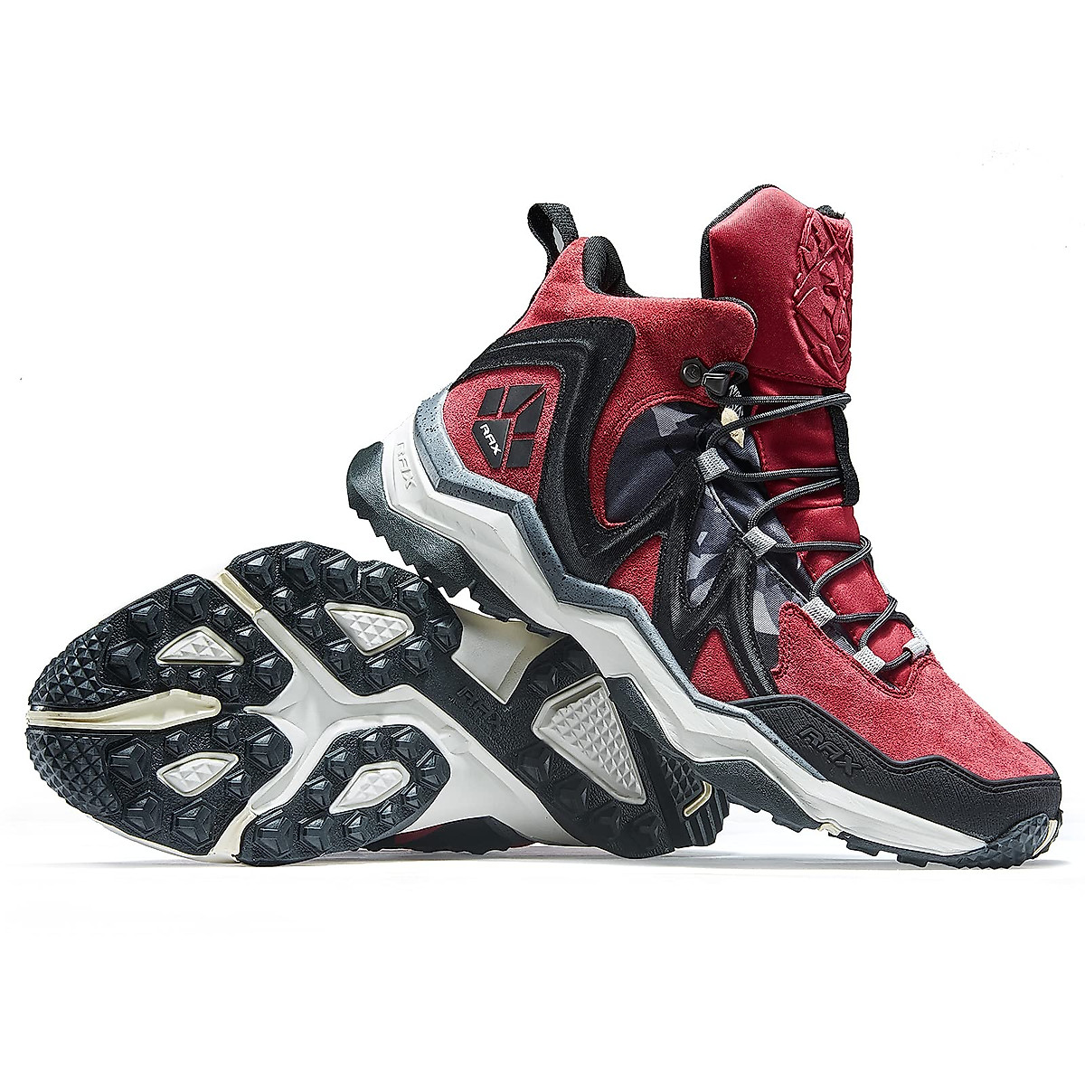 RAX Men's Ankle High Waterproof Hiking Boots Outdoor Lightweight Shoes (Red, numeric_8)