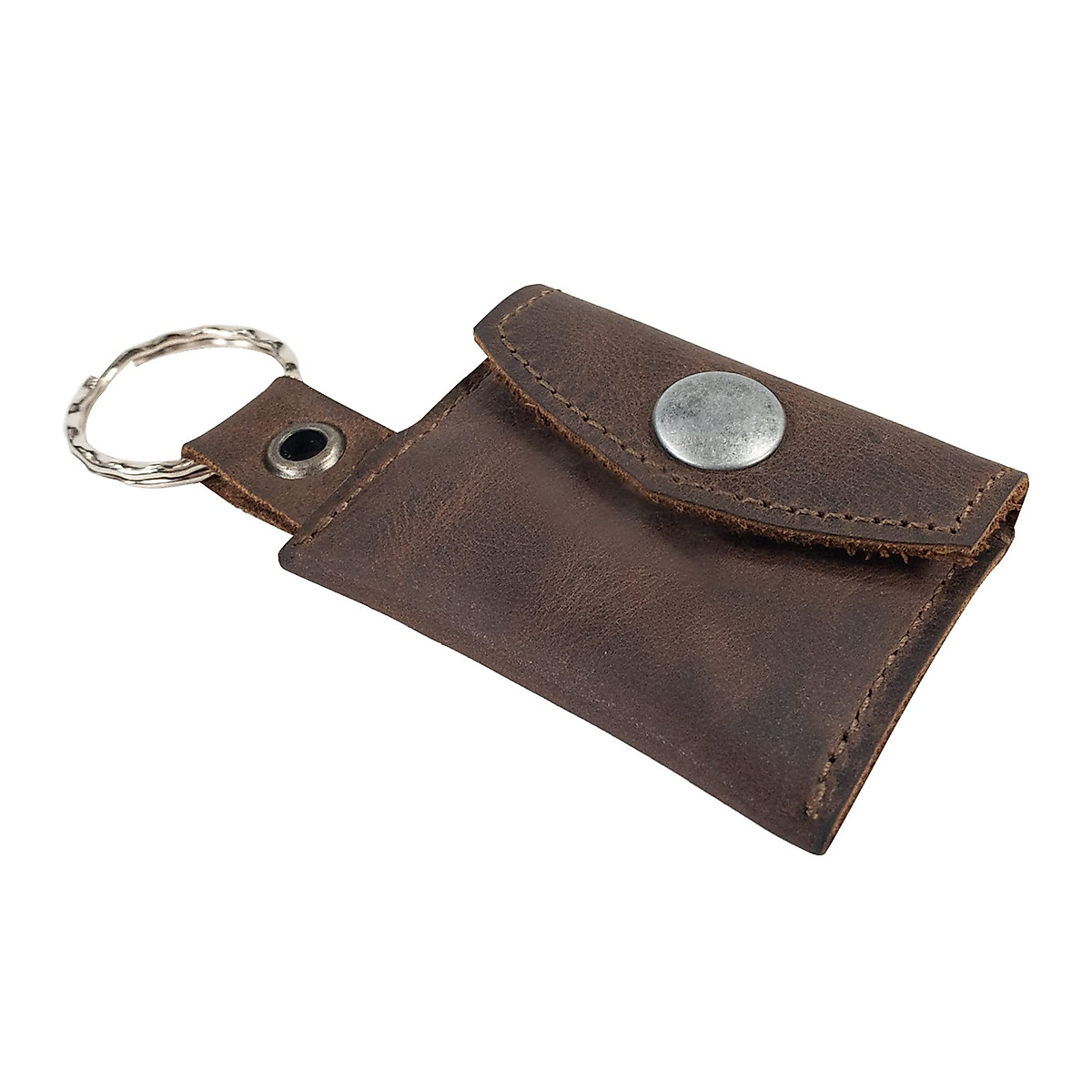 Hide & Drink, Leather Tiny Coin Holder Keychain/Key Ring/Holder/Pouch/Case/Accessories, Handmade Includes 101 Year Warranty :: Bourbon Brown