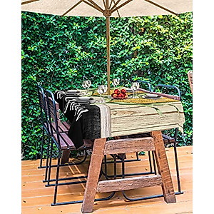 EZON-CH Outdoor Tablecloth with Umbrella Hole Zipper 60"x84", Farm Corn Rustic Wood Grain Rectangle Waterproof Table Cloth Table Covers for Dining, Garden, Courtyard, Patio, Camping, Picnic