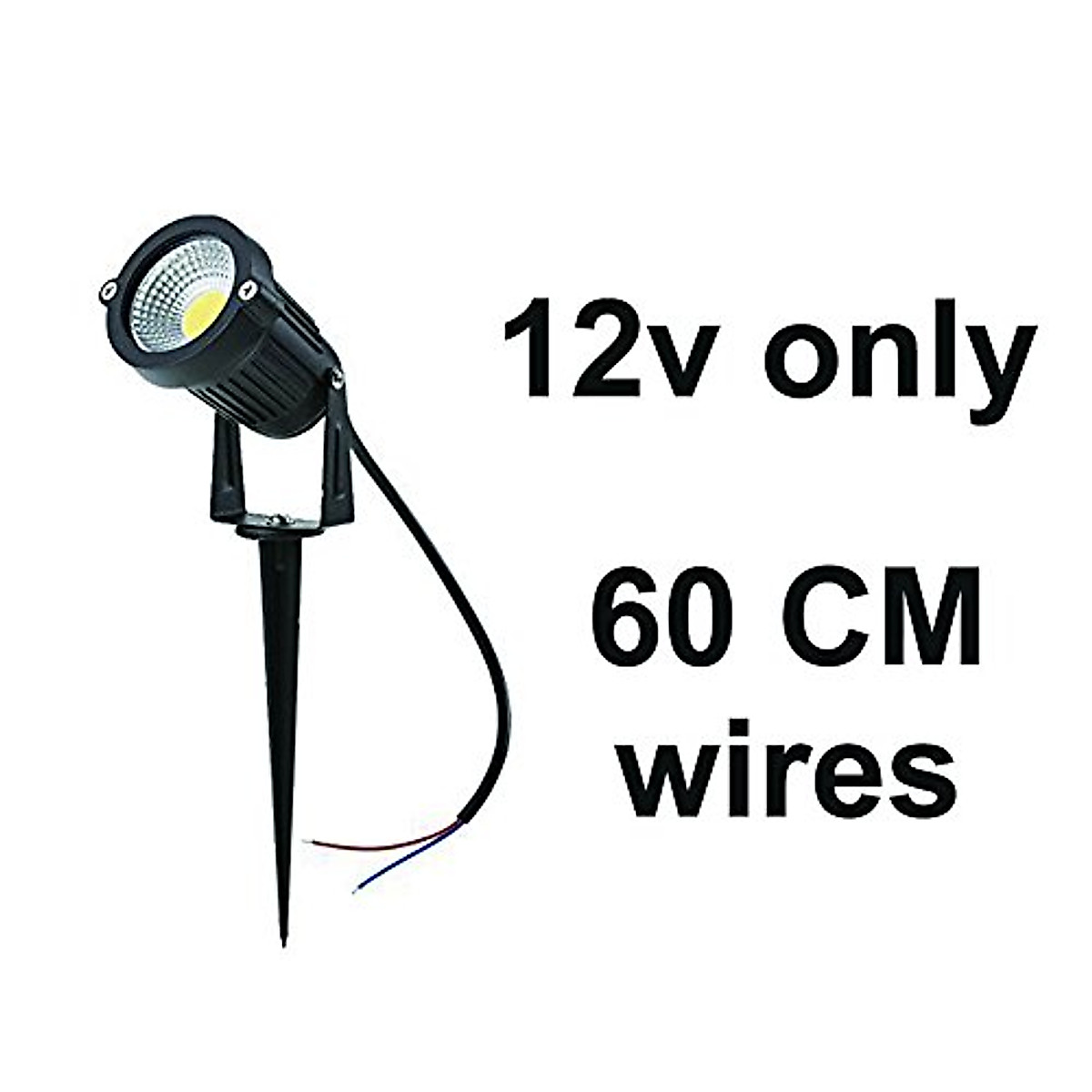 Tento Lighting 60cm Extended Wires Low Voltage Outdoor Backyard Lawn Spotlight Landscape Garden Wall Lighting COB LED Lights, Cool White, 12v 5w (500lm) (4/Pack)