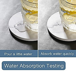 Absorbent Coasters for Drinks ,Ceramic Coaster Set of 6 with Holder, Durable Cup Coaster for Coffee Table with Cork Base for Table Protection, Housewarming Birthday Gifts, Home Decor (White Marble)