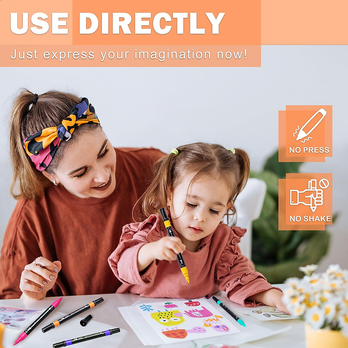 24 Colors Acrylic Paint Pens, Dual Tip Acrylic Paint Markers with Brush Tip and Fine Tip, Acrylic Pens for Rock Painting, Wood, Canvas, Stone, Glass, Ceramic,DIY Crafts Making Art Supplies