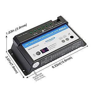 Dual Battery Solar Charge Controller 20A 12V 24V Duo-Battery Solar Controller for RVs Caravans and Boats