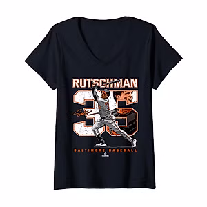 Womens Number and Portrait Adley Rutschman Baltimore V-Neck T-Shirt