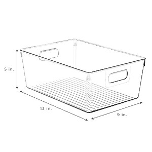 Sorbus Clear Square Fridge Bins- Thick Sturdy Plastic Refrigerator Pantry Organizer- Versatile Non-Slip Stackable Cabinet Organization- Bath, Makeup, Food Snack Packet Organizer - 3 Pack