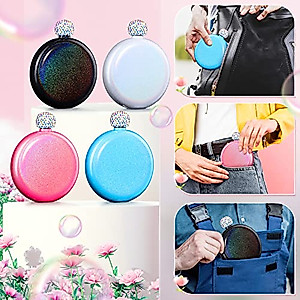 4 Pcs Cute Liquor Flask for Women 5 oz 304 Stainless Steel Flask for Whiskey Liquor Glitter Coating Flask Portable Wine Flask with Shining Rhinestone Cap and 4 Funnels for Drink Bar BBQ and Travel