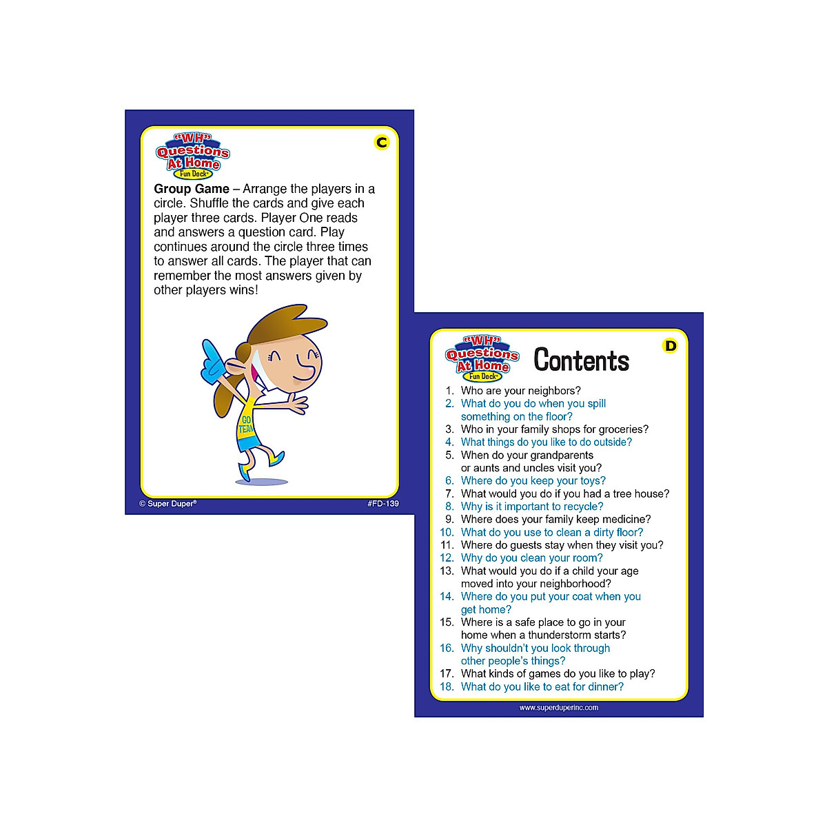 Super Duper Publications | WH Questions at Home Fun Deck | Communication and Social Skills Flash Cards | Educational Learning Products for Children
