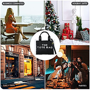 JQAliMOVV The Tote Bags for Women - Personalized Leather Tote Bags Mini Top-Handle Crossbody Tote Bag Handbag for Travel Work Shopping (Black)