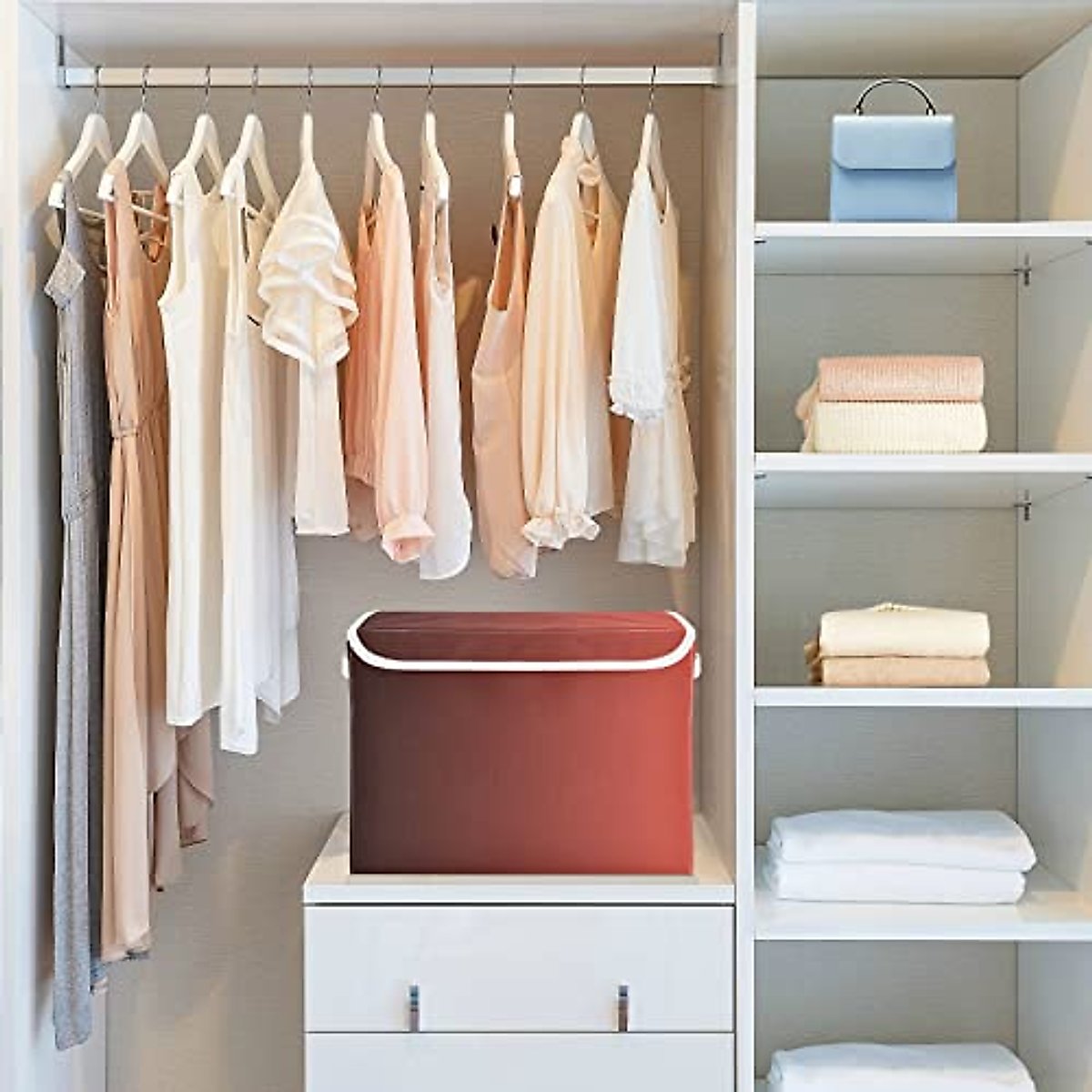 innewgogo Black Red Gradient Storage Bins with Lids for Organizing Foldable Storage Box With Lid with Handles Oxford Cloth Storage Cube Box for Toys