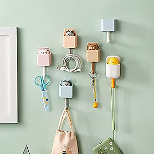 BestAlice 4 Pcs Creative Adhesive Coat Hook, Cute Pet Hooks Wall Mounted, Cute Coat Wall Hooks for Hanging, Heavy Duty Self Adhesvie Hooks for Coat Key Scarf Hat Bag, Home Decor Hook