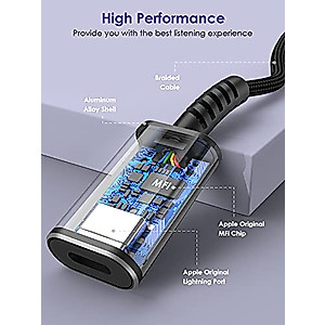 Mangotek USB C to Lightning Adapter, Apple MFi Certified Lightning Female to USB C Male Adapter Headphone Audio Connector for iPad/MacBook/USB C Phones, Not Support Charging nor Data Transfer