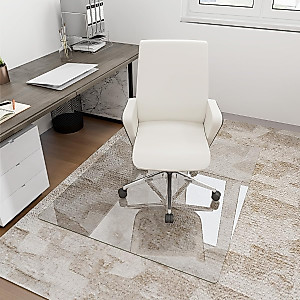 [Tempered Glass] 36" x 46" Glass Chair Mat, Heavy Duty Hard Tempered Glass Mat with Round Corner and Polished Edge, Transparent Glass Office Chair Mat for Office and Home Hard Floor or Carpeted
