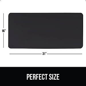 Gorilla Grip Desk Mat, Non Slip and Heat Resistant Mouse Pad, Soft PU Leather Pads, Dual Sided Blotter, Desktop Protector Covers for Home Office Keyboard Laptop Computer and Writing, 31.5x15.7, Black