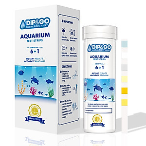 Aquarium Test Strips - Ammonia Test Kit for Aquarium - DIP & GO 6 in 1 Aquarium Water Test Kit for Freshwater, Fish Tank Water Testing Kit, 100 Strips