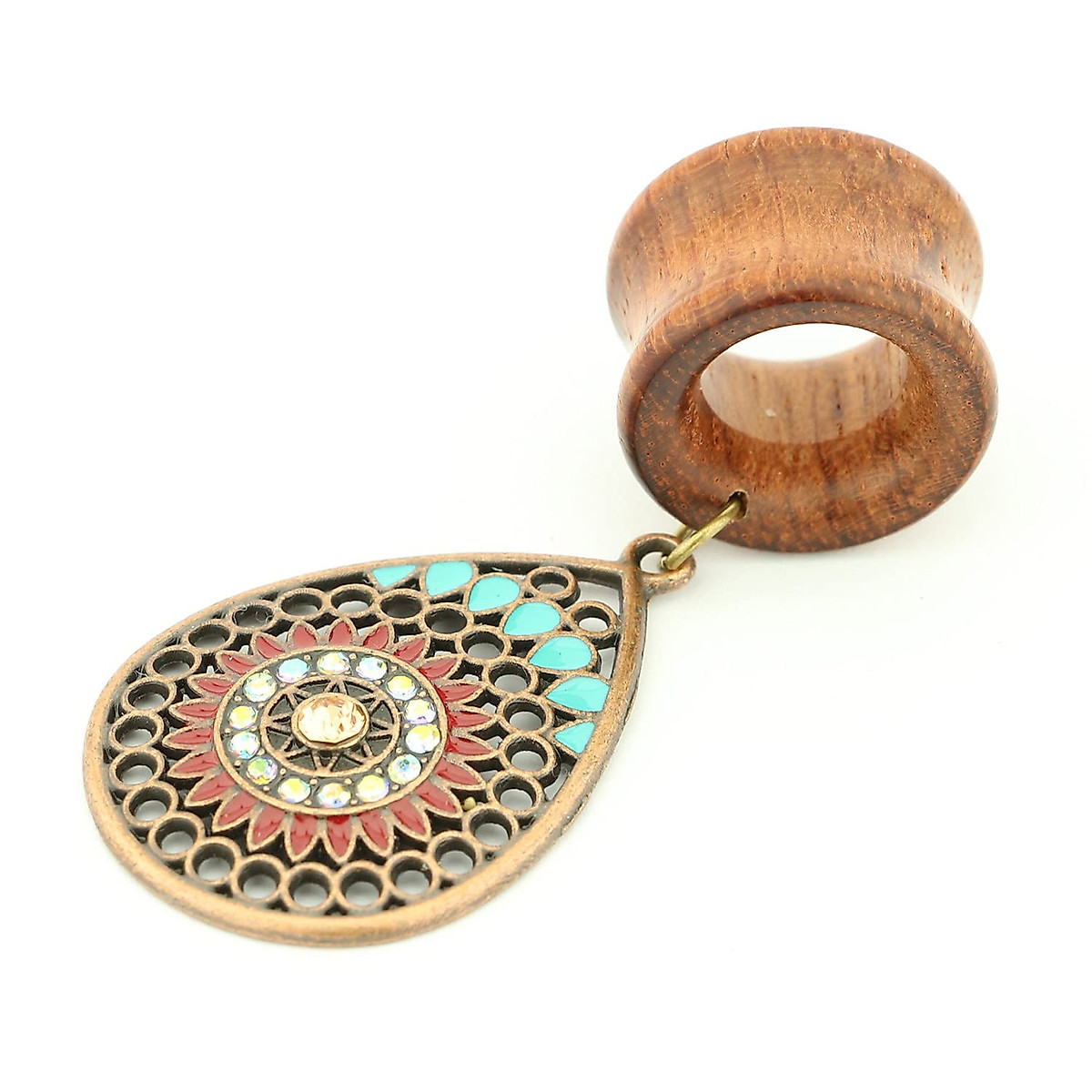 Balala 0G 8mm Bohemian Teardrop Wood Dangle Ear Gauges Piercing Flesh Tunnels Plugs Statement Earrings, Brown, BA161-8