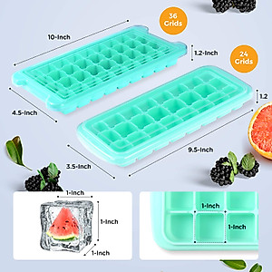 Humbee Ice Cube Tray, Soft Silicone Ice Tray with Lid, Flexible Stackable Ice Cube Trays for Freezer, 1-Inch Cubes (24 Cubes, White)