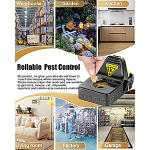 OSVDO Rat Trap, Large Chipmunk Traps, Mouse Traps for Indoor & Outdoor, Instant Kill Traps for Mouse Rat Chipmunk, Safe Set Up and Reusable - 6 Pack Black