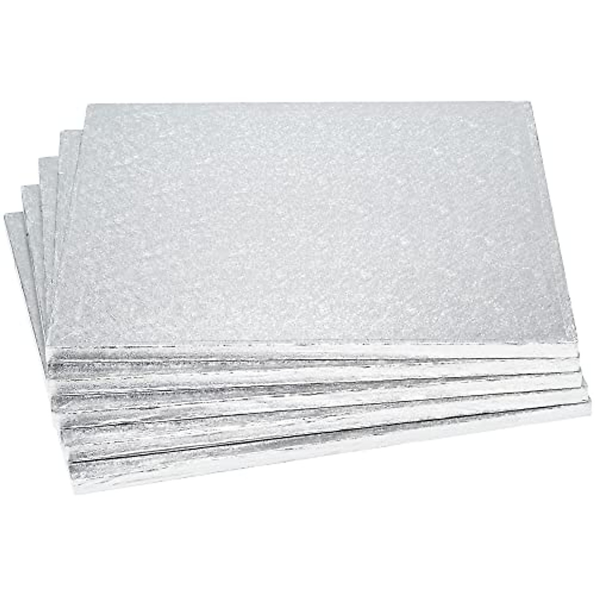 DecoPac Square Cake Drum, Foil Covered Cake Drum, Sturdy Half Inch Thick, Pack of 5, Silver - 14 Inch