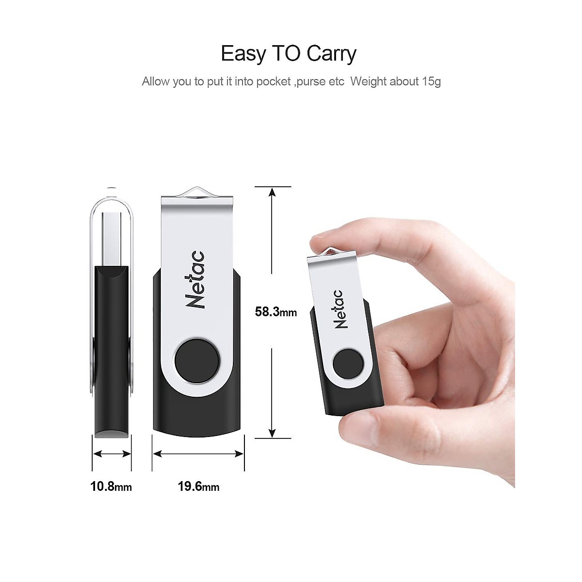 Netac 128GB USB Stick USB 3.0 Flash Drive, Up to 90MB/s, Thumb Drive for Data Storage, Pen Drive with Swivel Design, Memory Stick for External Storage Data/Computer/PC/Laptop/Sound