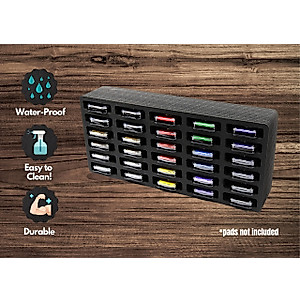 Polar Whale 2 Ink Pad Storage Trays Organizer Stamping Design Stand Supply Black Foam Horizontal Holder Non-Rattle Washable Compatible with Versamark, Versafine, Distress, Stazon and More Holds 30