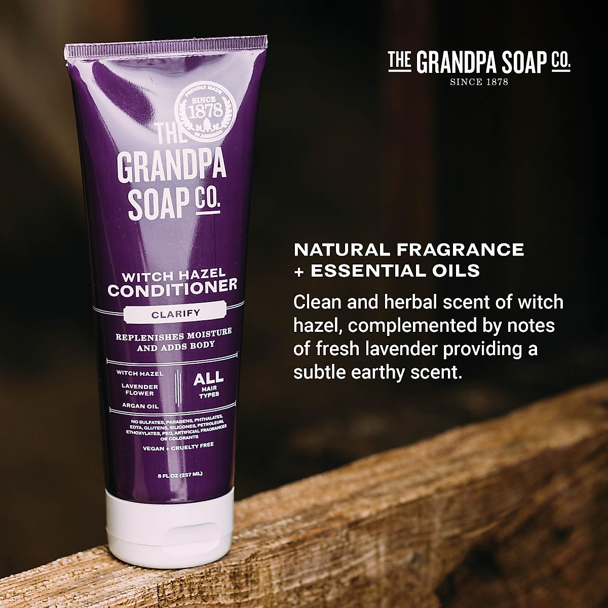Grandpa's The Soap Company Clarifying Witch Hazel Conditioner - Relieves Scalp Conditions and Protects Against Buildup, With Lavender Flower, Sulfates and Parabens Free, 8 Fl Oz.