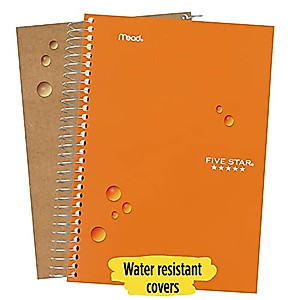 Five Star Small Spiral Notebooks, 6 Pack, 5-Subject, College Ruled Paper, 180 Sheets, Small, 9-1/2" x 6", Assorted Colors (73527)