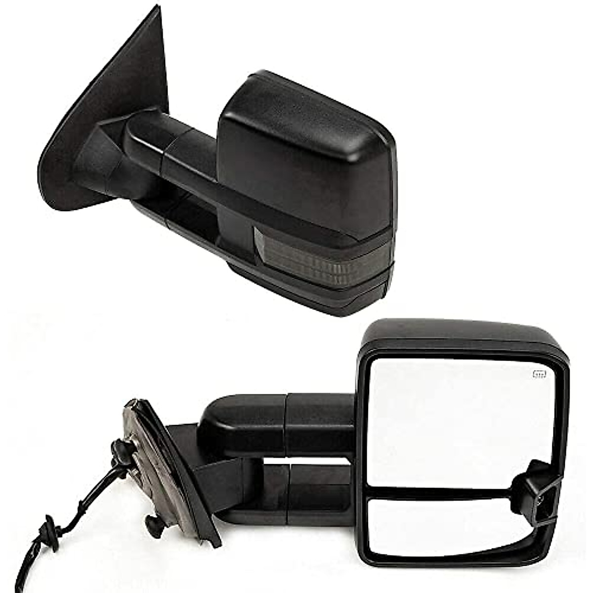 MOTOOS Towing Mirrors Compatible With 2014-2017 Chevy Silverado GMC Sierra 1500 2015 2016 Silverado Sierra 2500 HD 3500 HD Power Heated Smoked LED Manual Fold Mirrors