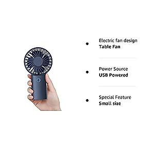 JISULIFE Handheld Portable [20H Max Cooling Time] Mini Hand Fan, 4000mAh USB Rechargeable Personal Fan, Battery Operated Small Fan with 3 Speeds for Travel/Commute/Makeup/Office-Blue