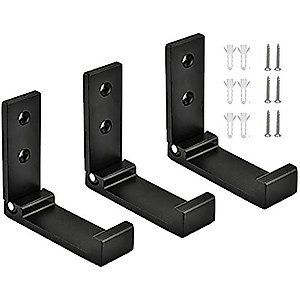 Aluminum Alloy Clothes Hook Coat Rack Single Hook Foldable Wall Mounted on The Wall & Door Black(Set of 3)