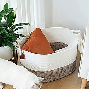 Goodpick XXX Large Cotton Rope Basket Woven Storage Basket Pillow Blanket Basket (Set of 2)