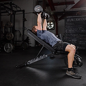 Titan Fitness Single Post Adjustable FID (Flat/Incline/Decline) Bench, Rated 1,500 LB, Weight Training Bench