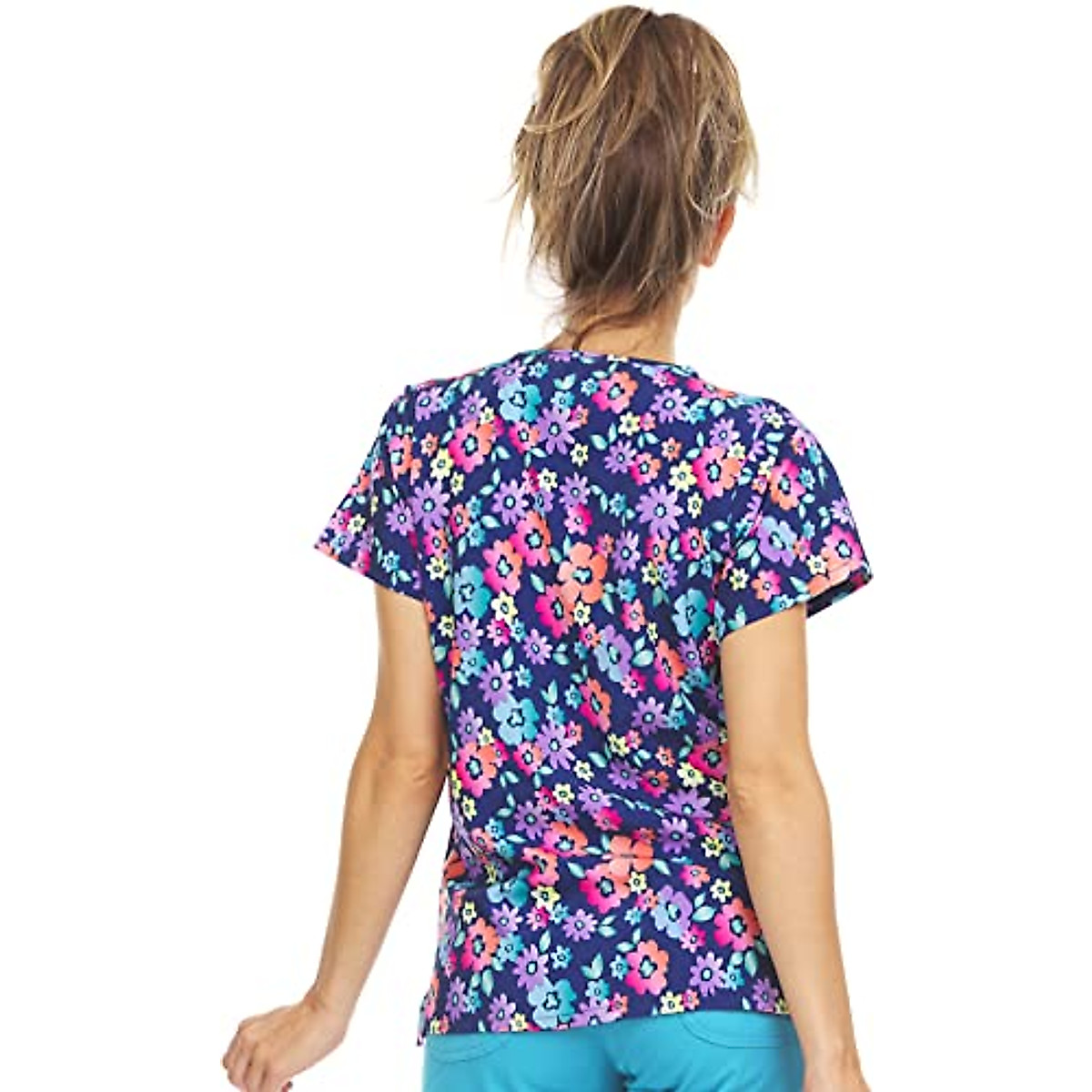 MediChic Scrubs Stretch Printed Scrub Top from XXS to 3X