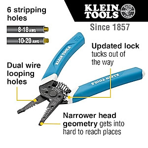 Klein Tools K11095 Klein-Kurve Wire Stripper and Cutter, for 8-18 AWG Solid and 10-20 AWG Stranded Wire
