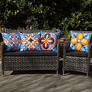ONWAY Outdoor Pillow Covers Waterproof 20x20 Set of 4 Floral Boho Decorative Throw Cushion Cover Farmhouse Pillows for Bench, Couch, Patio Furniture
