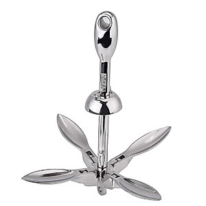 Marine Kayak Anchor, 1.5KG Heavy Duty 316 Stainless Steel Folding Grapnel Boat Anchor Easy to Install Grapnel Anchor, Boating Accessories for Kayaks Canoes Paddle Boards Small Watercrafts