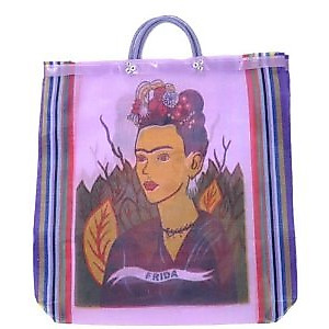 Assorted Frida Tote Market Bag Recycled 18 SQ inch Mexico Folk Art Recycled Plastic Bottles Fiber Printed