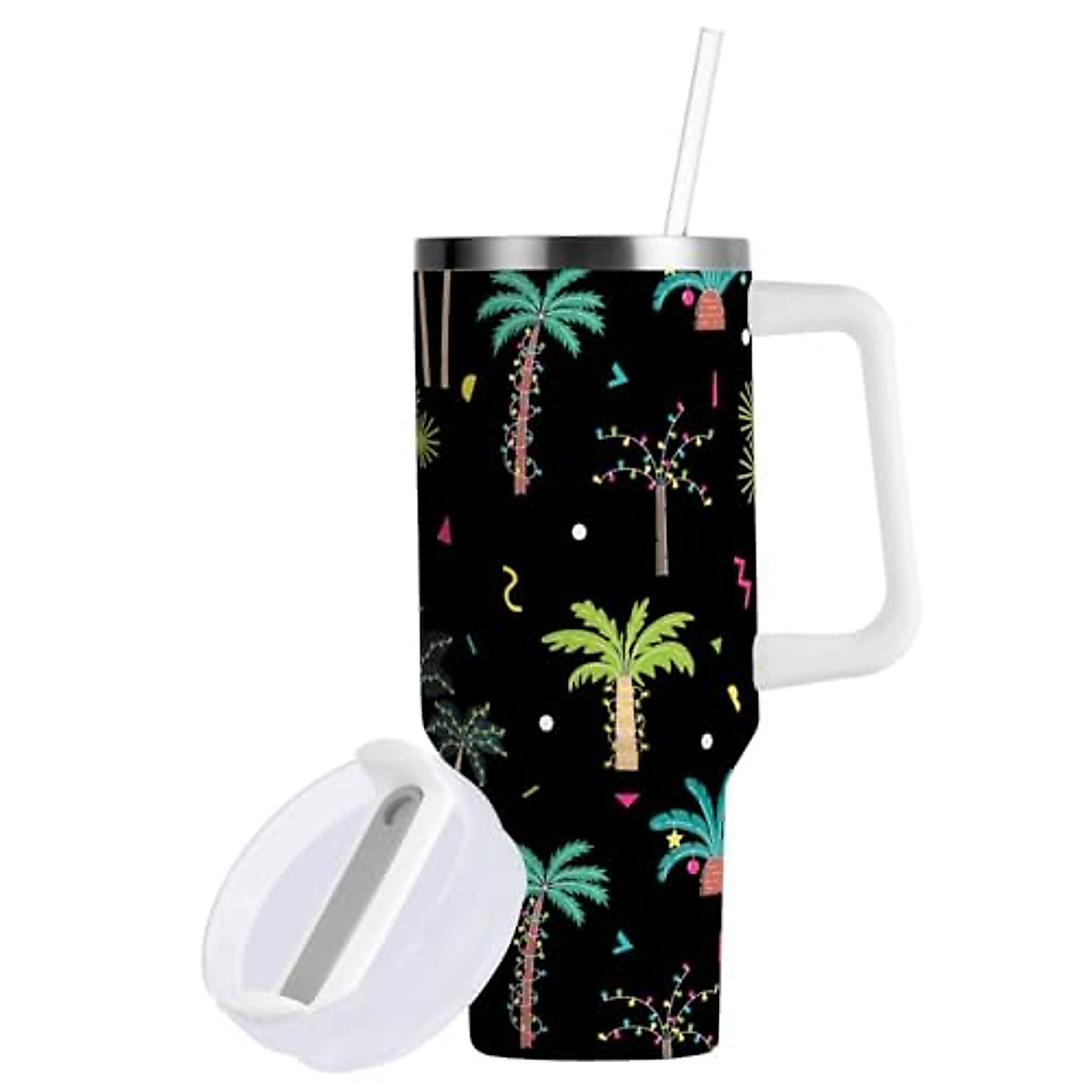 RPLIFE Christmas Palm Trees Tumbler Cup, Stainless Steel Cup, Tumbler with Straw
