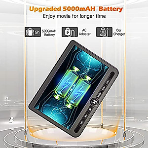 10.5" Dual Screen Portable DVD Player for Car, Arafuna 5-Hour Rechargeable Car DVD Player with Full HD Digital Signal Transmission, Headrest DVD Player Support USB/SD, Regions Free(1 Player+1 Monitor)