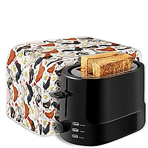 Gomyblomy Rooster & Chick Toaster Covers 4 Slice Wide Slot Dustproof Fingerprint Protectors and Greasy Protection Anti-sputtering Machine Washable
