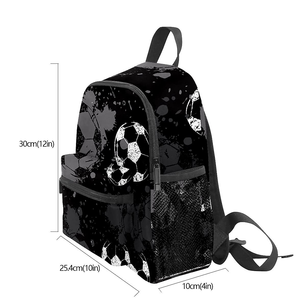 Kids School Bag Girls Boys Preschool Toddler Backpack for Boy Girl Lightweight Shoulder Book Bag for Kids Perfect Back Pack for Toddler to Kindergarten Football Soccer Black White
