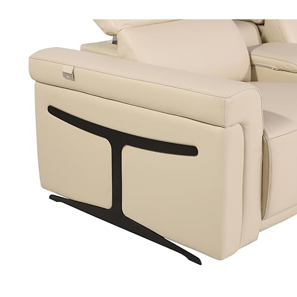 BlackJack Furniture Riccardo 8-Piece Italian Leather Sectional Sofa with 4 Power Reclining Couch Seats, USB & Wireless Chargers, Headrests, Lumbar Support, Cup Holder, and Console Storage, Beige