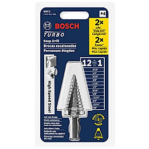BOSCH SDC2 3/16 In. to 7/8 In. High-Speed Steel Turbo Step Drill Bit