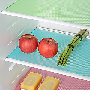 8pcs Refrigerator Liners for Shelves Washable, Fridge Shelf Liners Nonslip, Refrigerator Mats Liner for Glass Shelves, Shinywear Fridge Liners for Freezer Cupboard Cabinet Drawer, 4 Color