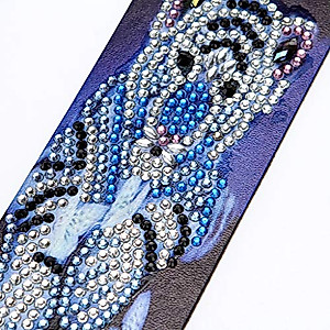 Tiger Bookmark Diamond Painting Set - pigpigboss 2 Pack Bookmark Diamond Dots Art Animal Tiger Leather Tassel Bookmark Diamond Painting by Numbers for Adult Kids (21 x 6 cm)